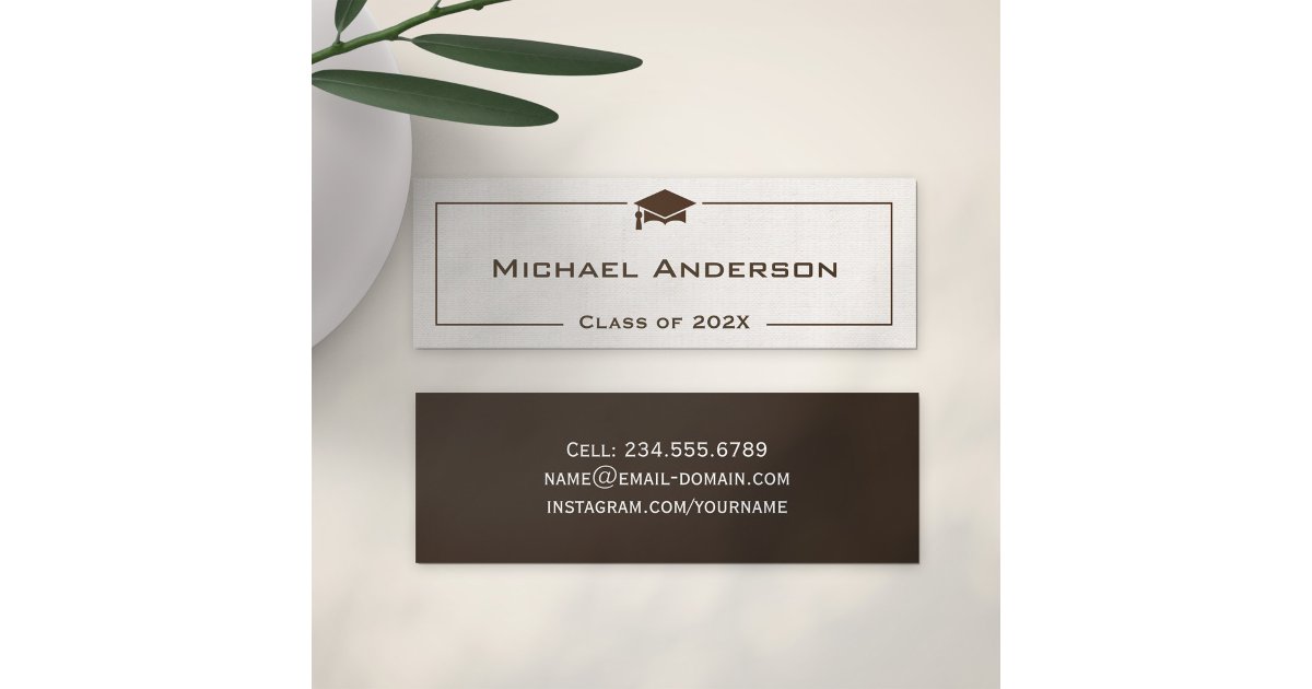 Class of Graduation Name Card - Classic Linen Look | Zazzle