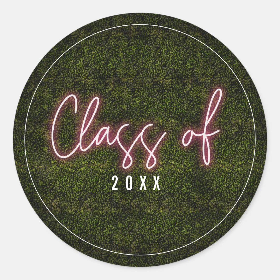 Class Of Pink Neon Graduation Classic Round Sticker | Zazzle
