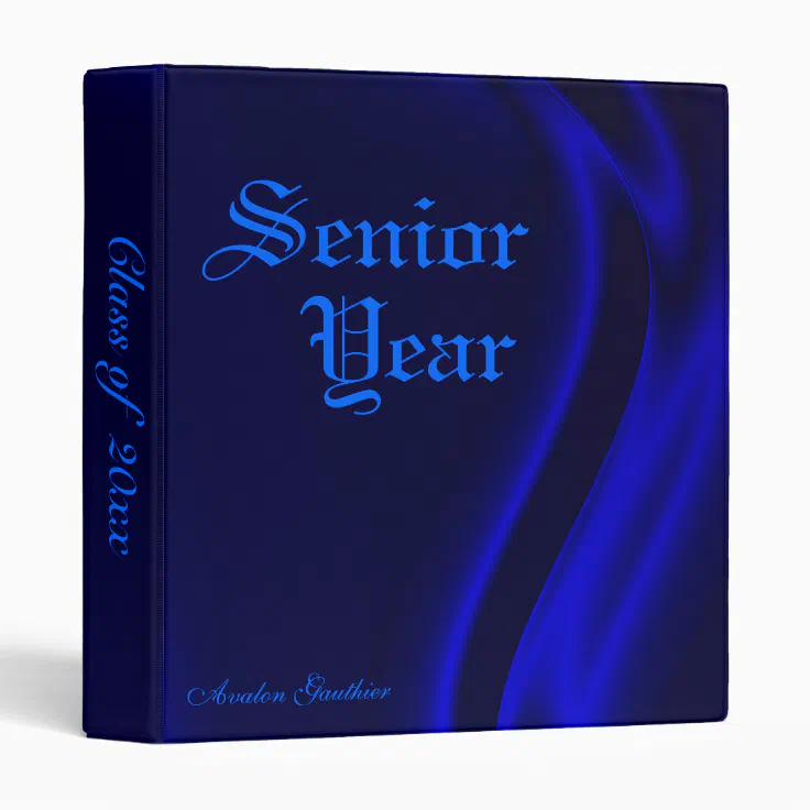 "Class Of " Senior Graduation Blue Silk Binder | Zazzle