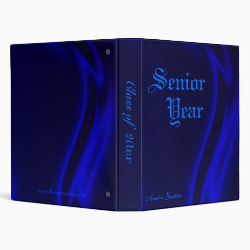 "Class Of " Senior Graduation Blue Silk Binder | Zazzle