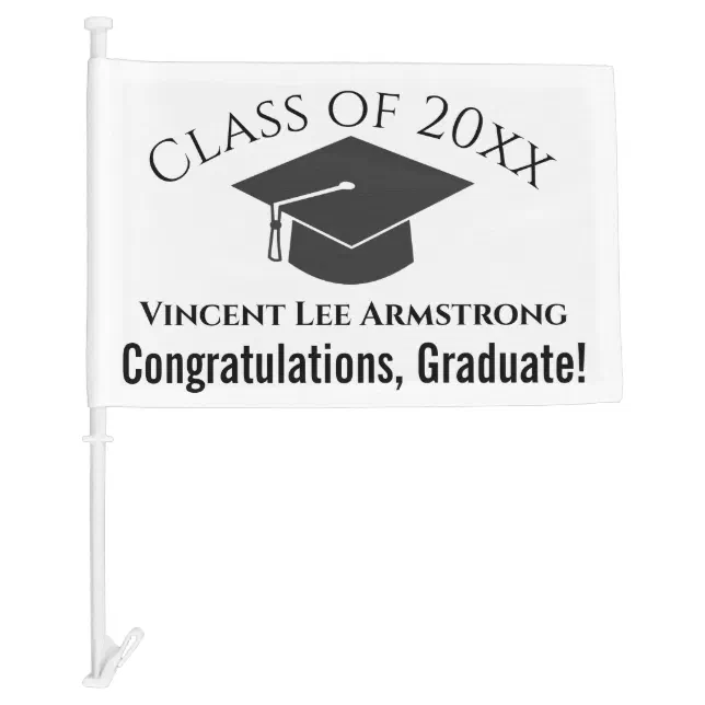Class of XX Congratulations Graduation Cap w/ Name Car Flag | Zazzle