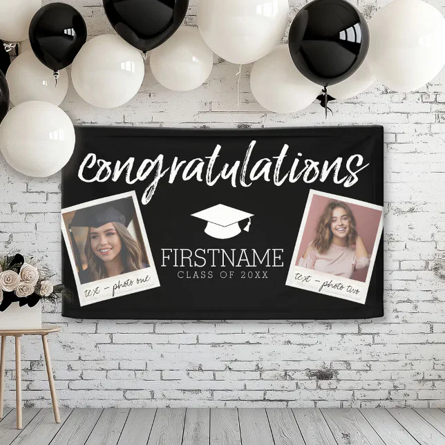Class of Year Graduation 2 Graduate Photo Collage Banner | Zazzle