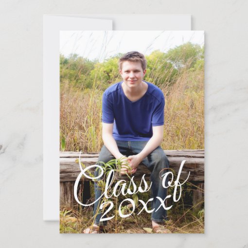 Class of Year Script with Graduation Photo Invitation | Zazzle