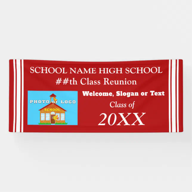 Class Reunion Banner, Your PHOTO, TEXT, COLORS Banner | Zazzle