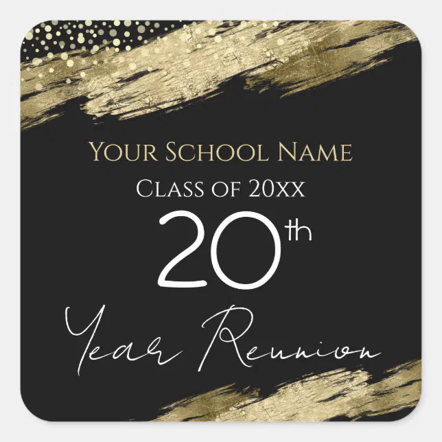 Class Reunion Black and Gold Square Sticker | Zazzle