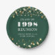 Class Reunion Gold Stars Green Personalized Paper Plates | Zazzle