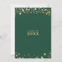 Class Reunion Green Gold Stars Lights Any Year Invitation | Zazzle