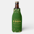 Class Reunion Green Gold Stars Personalized Bottle Cooler | Zazzle