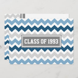 Class Reunion Invitations Gray Blue Chevron | Zazzle