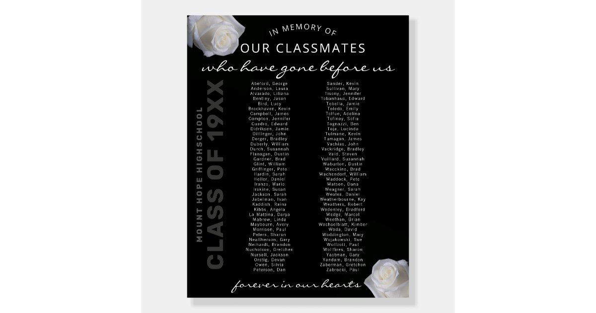 Class Reunion Memorial Sign In Memory of Classmate | Zazzle