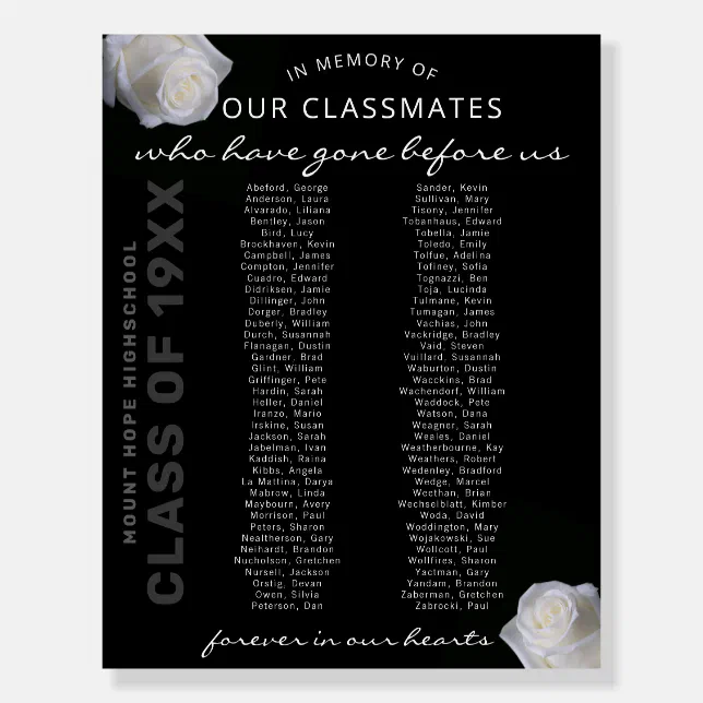 Class Reunion Memorial Sign In Memory of Classmate | Zazzle