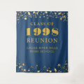 Class Reunion Photo Booth Blue Gold Backdrop | Zazzle