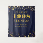 Class Reunion Photo Booth Navy Blue Gold Backdrop | Zazzle