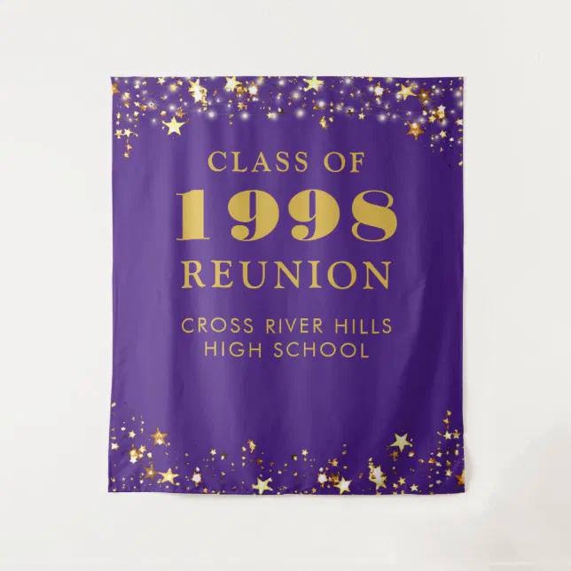 Class Reunion Photo Booth Purple Gold Backdrop | Zazzle