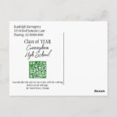 Class Reunion Save The Date Green Grad Cap QR Code Postcard | Zazzle