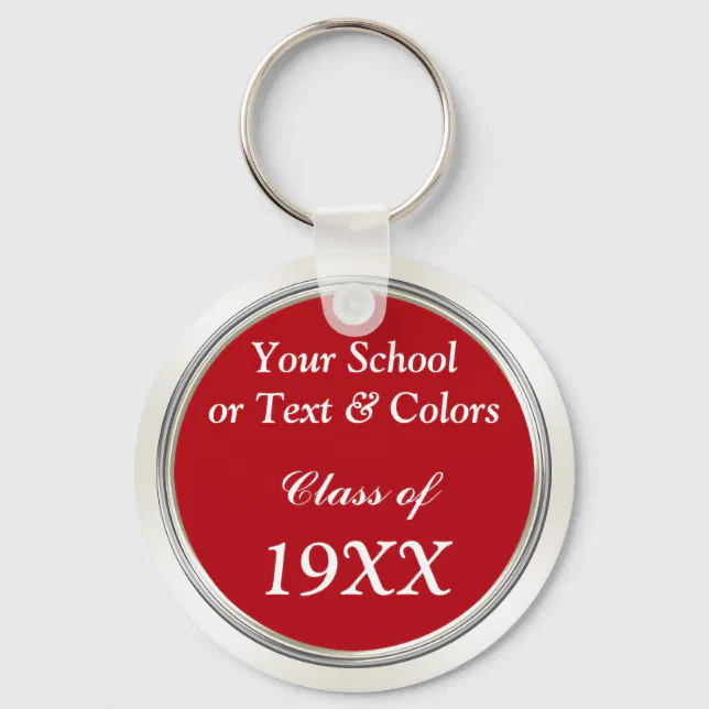 Class Reunion Souvenirs, School Name, Year, Colors Keychain | Zazzle
