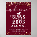 Class Reunion Welcome Maroon Gold Stars Custom Poster | Zazzle