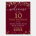 Class Reunion Welcome Maroon Gold Stars Script Foam Board | Zazzle