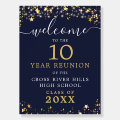 Class Reunion Welcome Navy Blue Gold Stars Script Foam Board | Zazzle