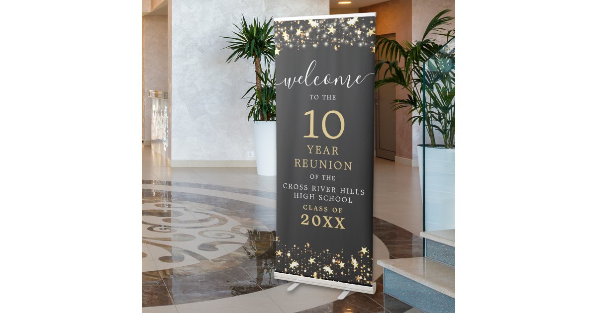Class Reunion Welcome Stars Custom Colors Retractable Banner | Zazzle