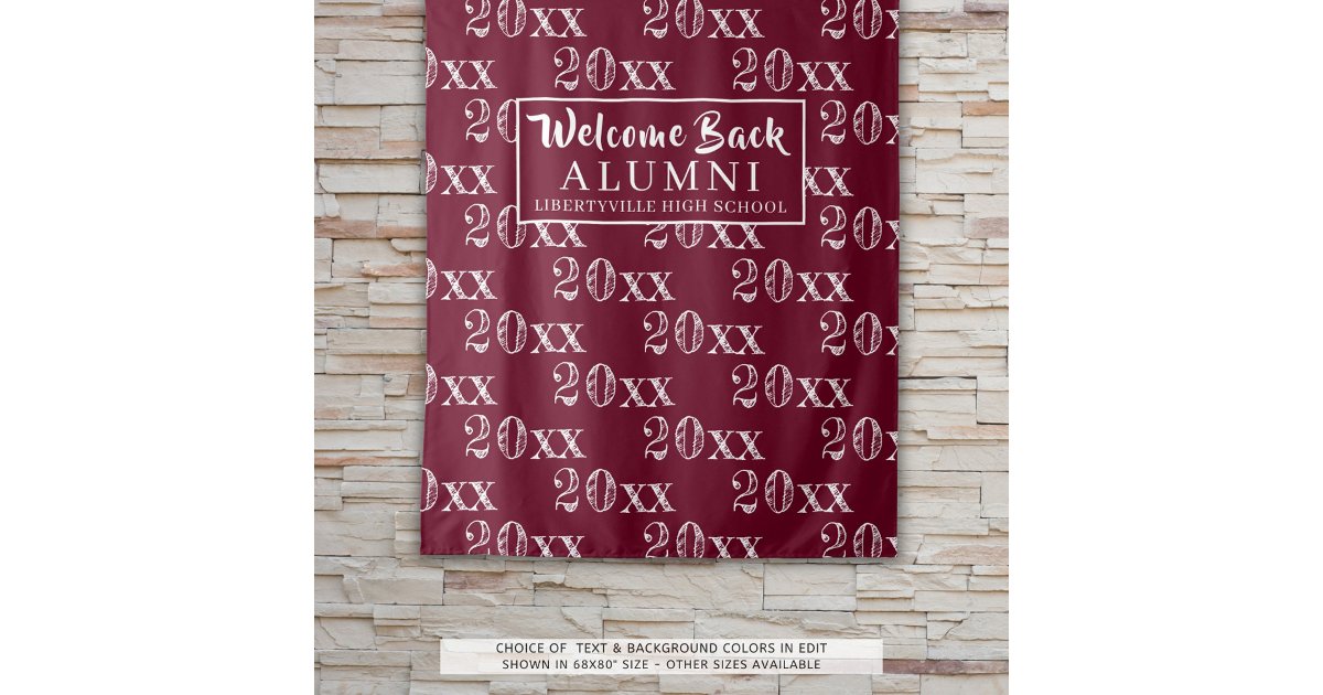 Class Reunion Year Maroon Backdrop Photo Prop | Zazzle