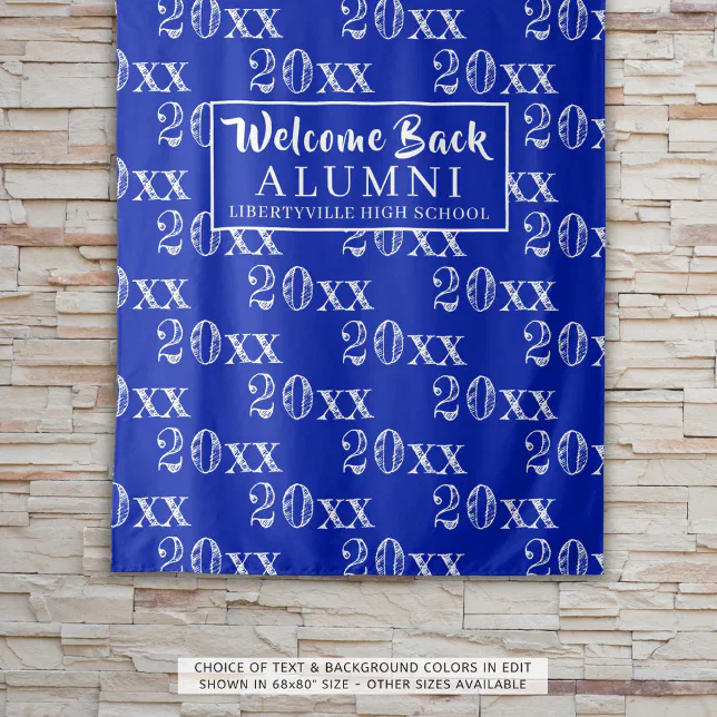 Class Reunion Year Royal Blue Photo Prop Backdrop | Zazzle