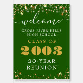 Class Reunion Year Welcome Green Gold Stars Foam Board | Zazzle