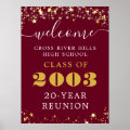 Class Reunion Year Welcome Maroon Gold Stars Poster | Zazzle
