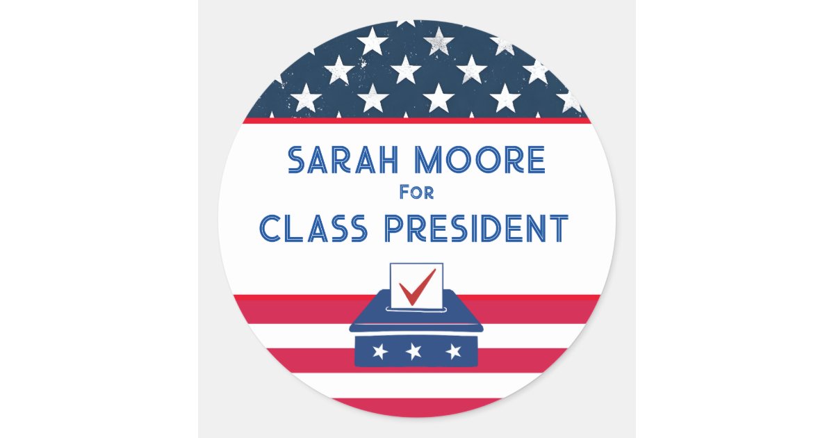 Class Vote" Blue and Red Election school Classic Round Sticker | Zazzle