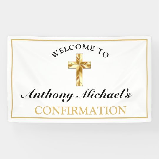 Class White Gold Cross Boys Confirmation Welcome Banner | Zazzle.com