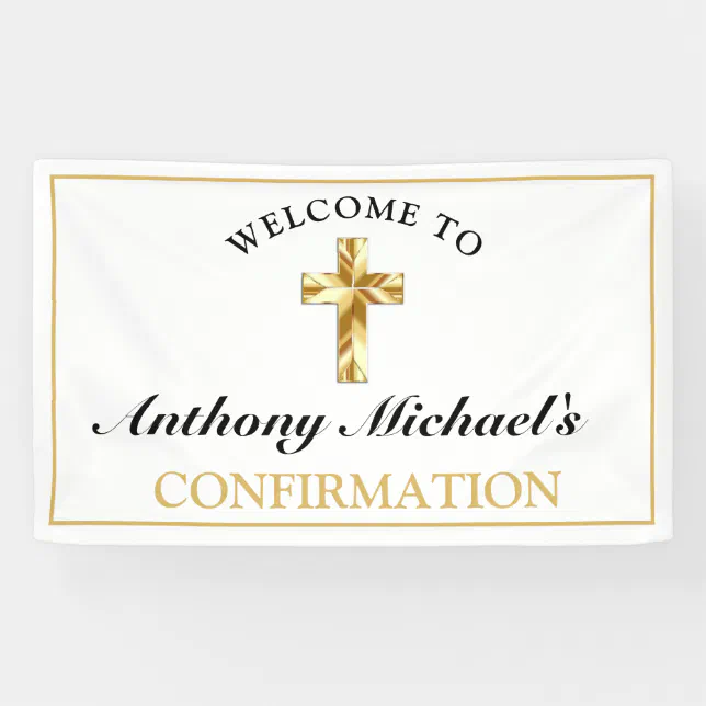Class White Gold Cross Boys Confirmation Welcome Banner | Zazzle