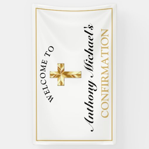 Class White Gold Cross Boys Confirmation Welcome Banner | Zazzle