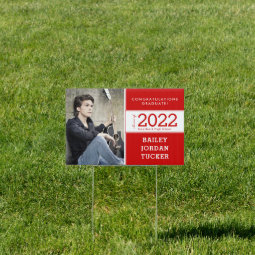 Class Year Bright Red Photo Graduation Yard Sign | Zazzle