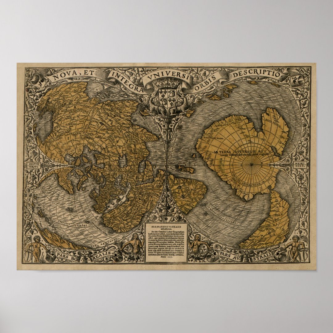 Classic 1531 Antique World Map by Oronce Fine Poster | Zazzle