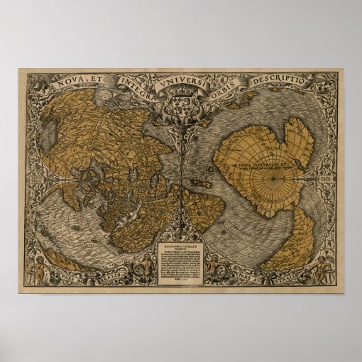 Classic 1531 Antique World Map by Oronce Fine Poster | Zazzle