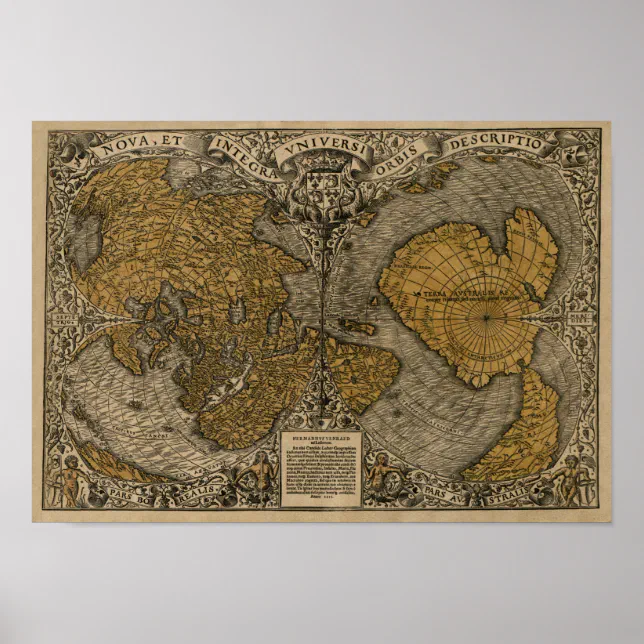 Classic 1531 Antique World Map by Oronce Fine Poster | Zazzle