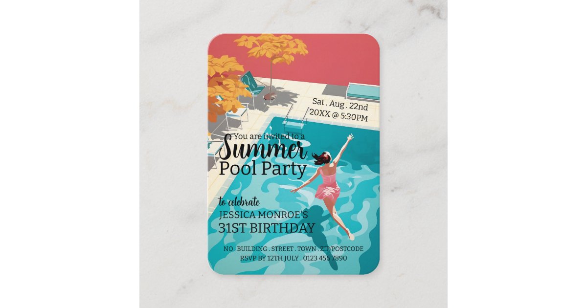 Classic 1950's Pool Party Birthday Handout Tickets | Zazzle