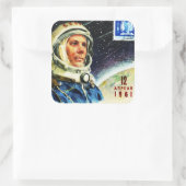 CLASSIC 1960s SPACE RACE ASTRONAUT Square Sticker | Zazzle