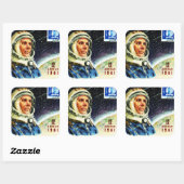 CLASSIC 1960s SPACE RACE ASTRONAUT Square Sticker | Zazzle