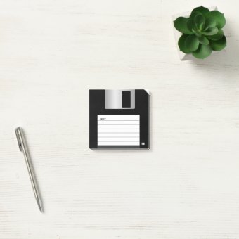 Classic 3.5" Floppy Disk Notes Black Corner | Zazzle