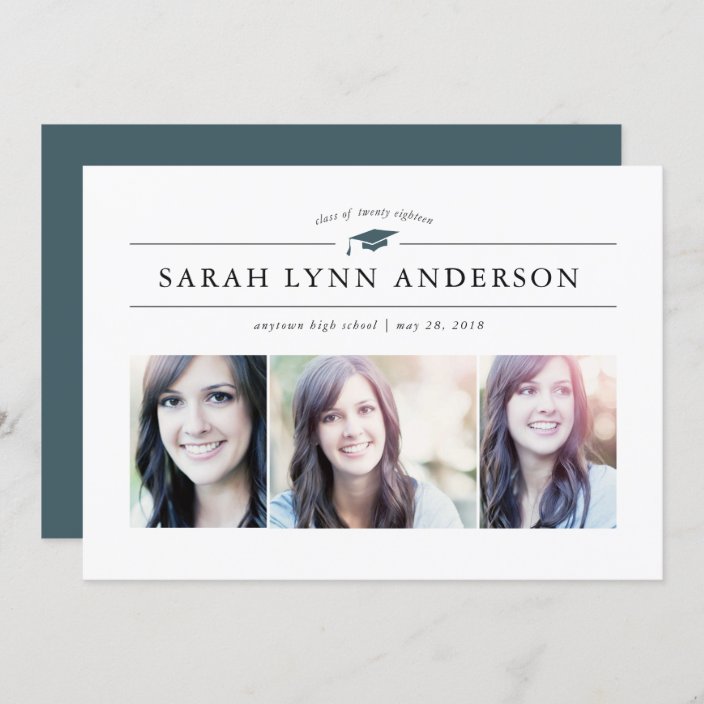 Classic 3 Photo Graduation Invitation | Zazzle.com