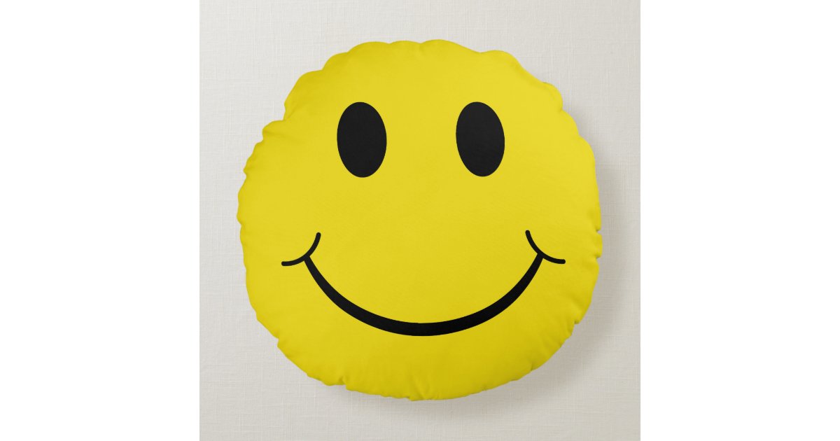 Classic 70's Yellow Happy Face Round Pillow | Zazzle