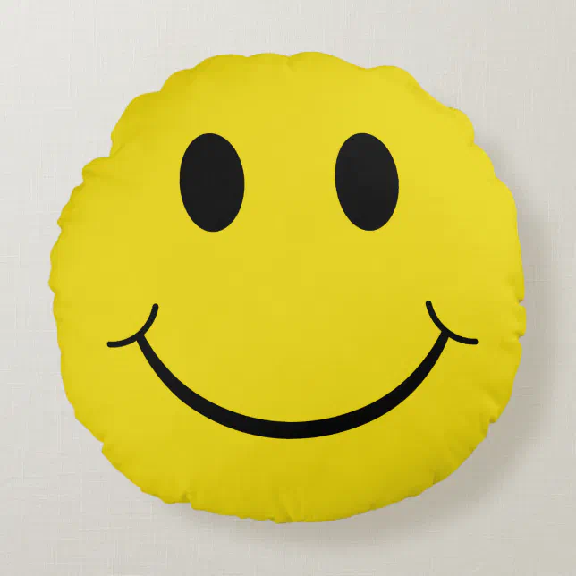 Classic 70's Yellow Happy Face Round Pillow | Zazzle