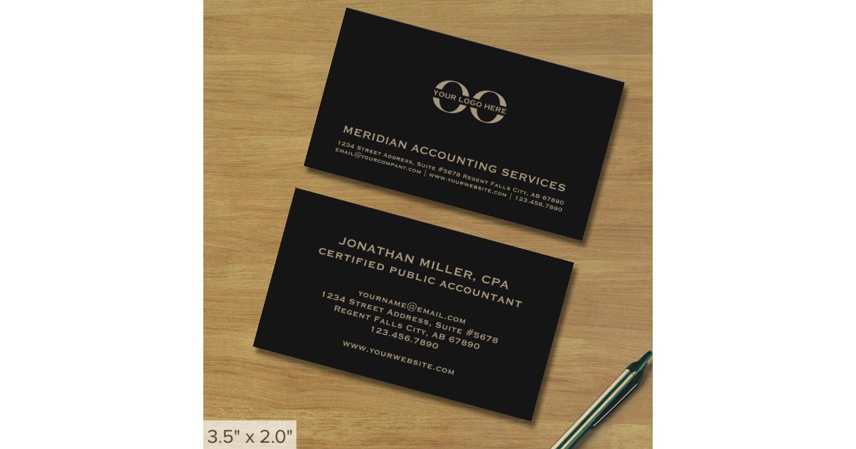 Classic Accounting Business Card with Logo | Zazzle