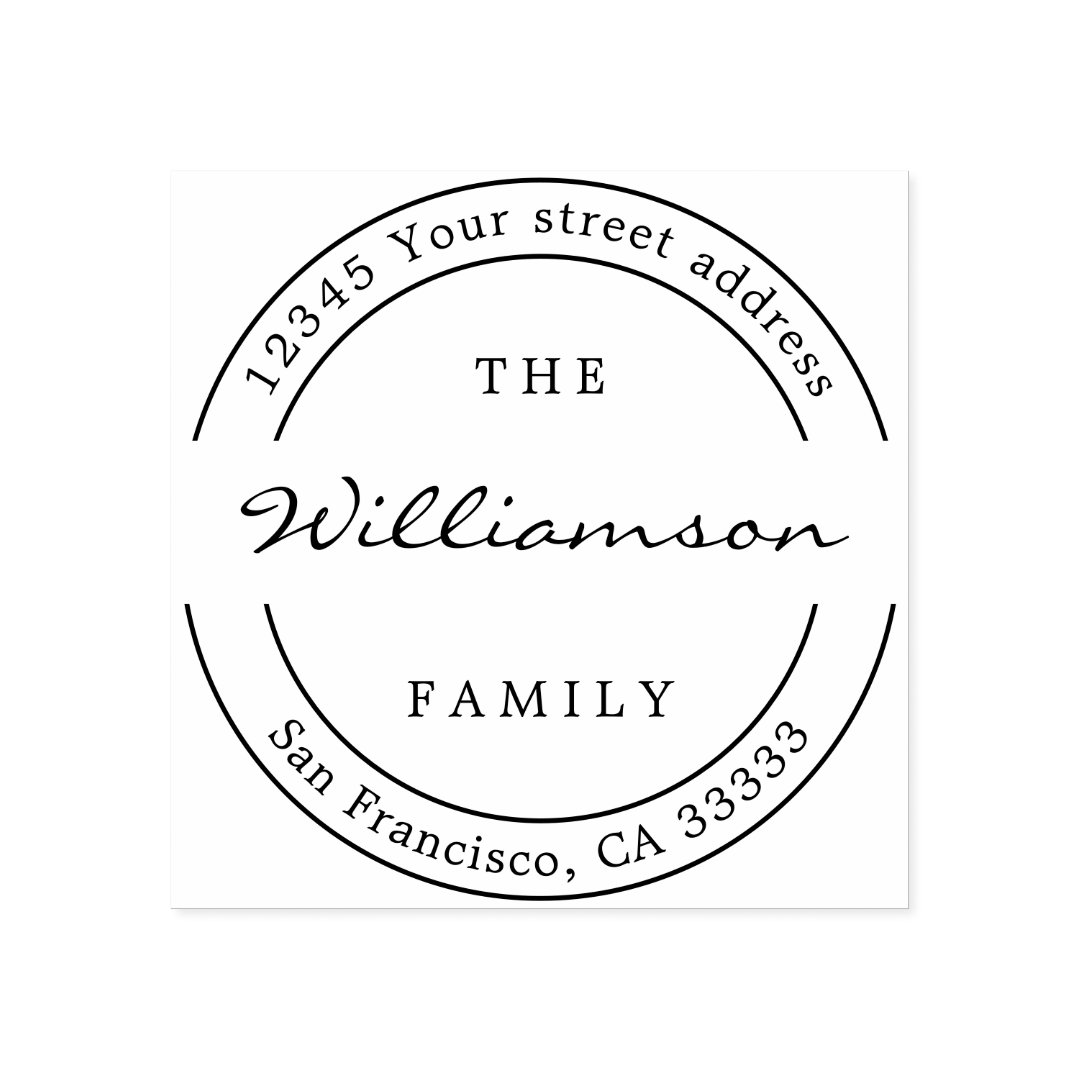 Classic Address Family Name Rubber Stamp | Zazzle