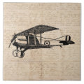 Classic Airplane Antique Aviation Art Script Paper Ceramic Tile | Zazzle