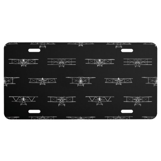 Classic Airplanes Pattern Vintage Plane Art Custom License Plate ...