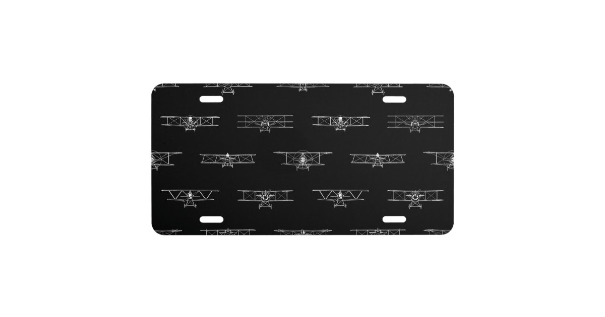 Classic Airplanes Pattern Vintage Plane Art Custom License Plate | Zazzle