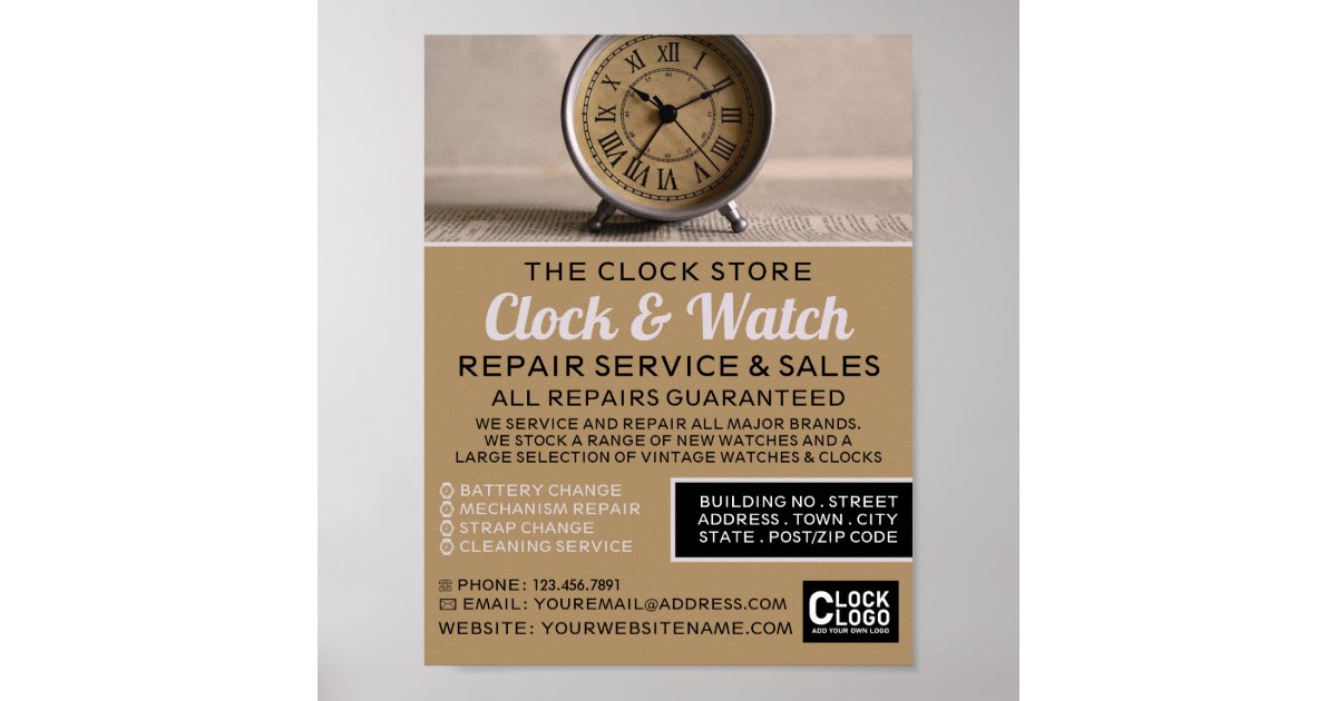 Classic Alarm Clock, Horologist Advertising Poster | Zazzle