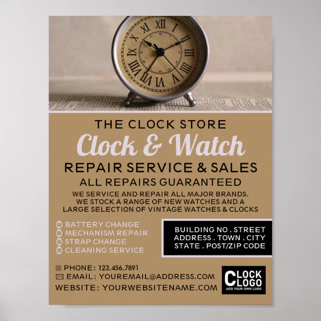 Classic Alarm Clock, Horologist Advertising Poster | Zazzle